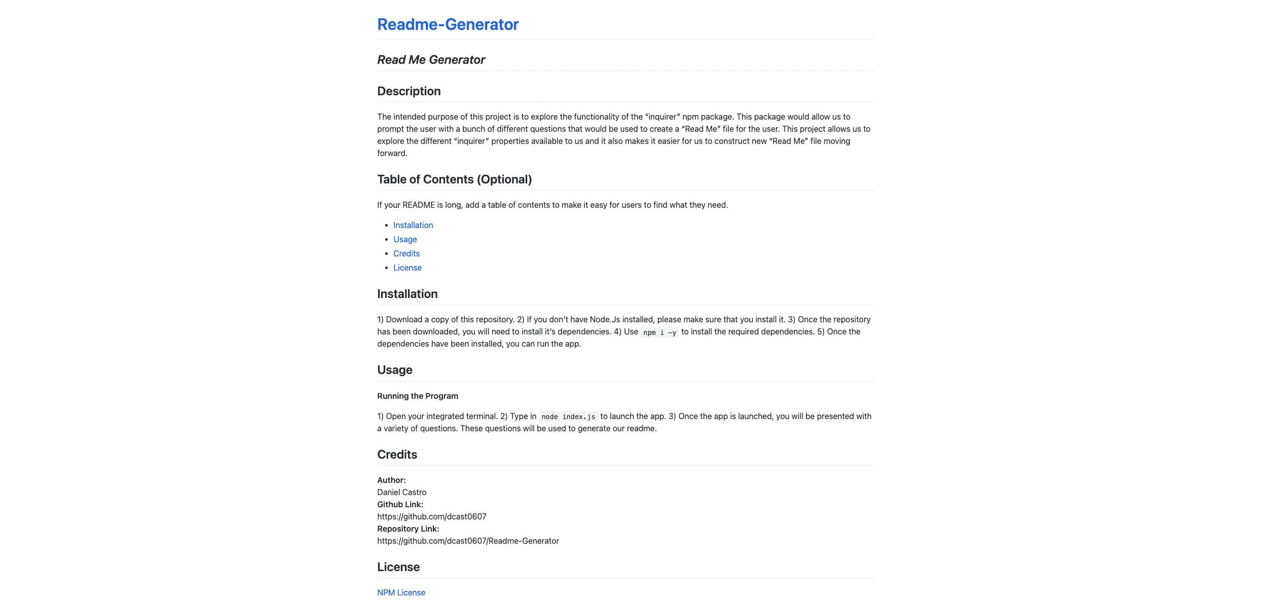 Daniel Castro's Portfolio Website
